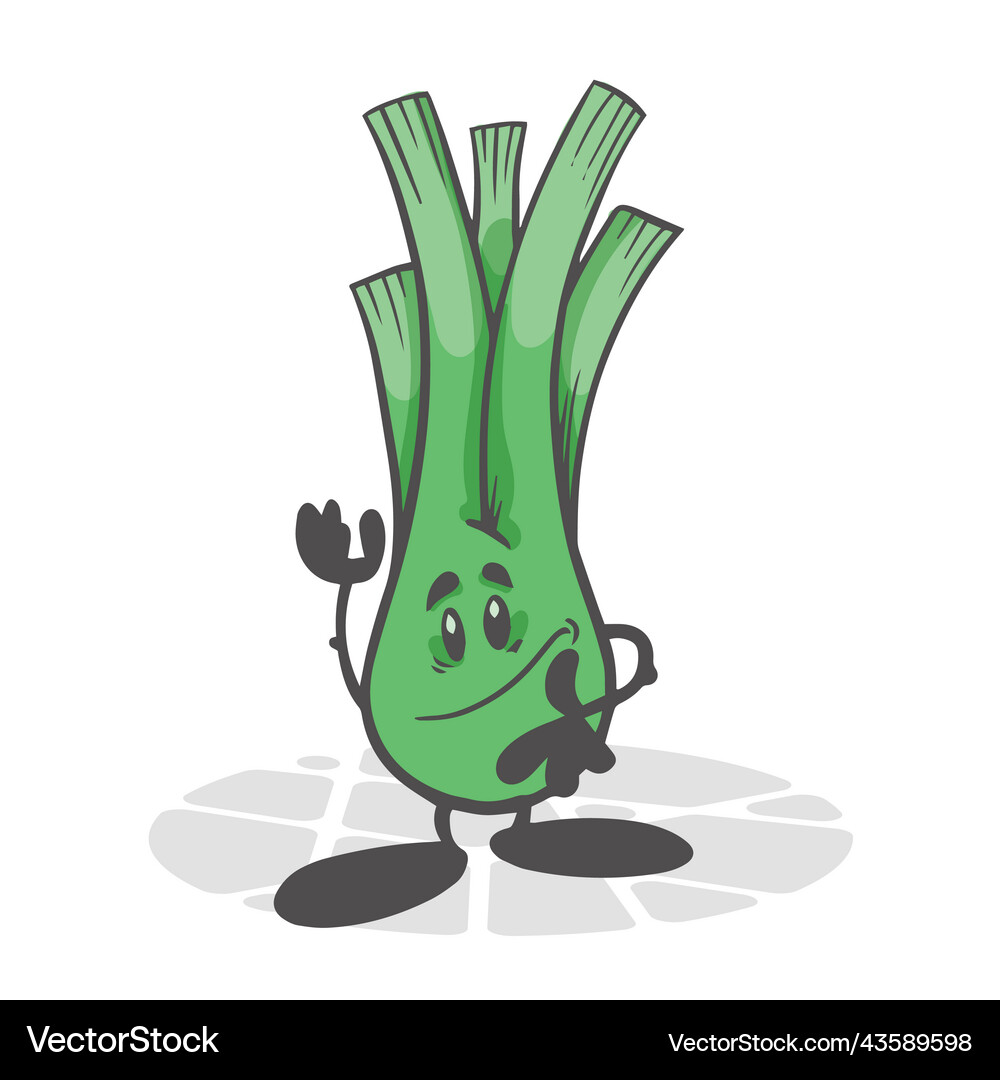 Leeks funny vegetables cute cartoon character Vector Image