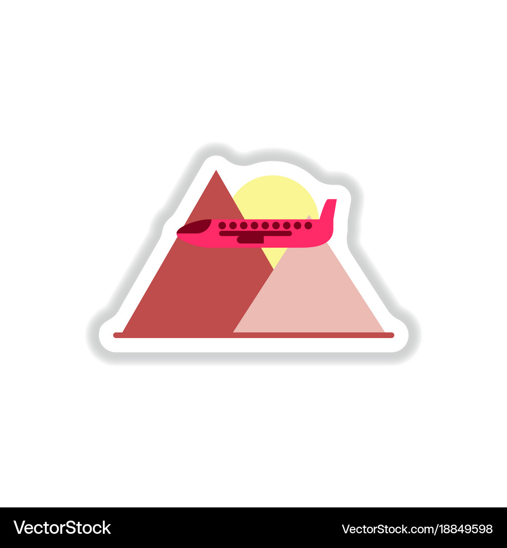 Paper sticker on white background airplane Vector Image