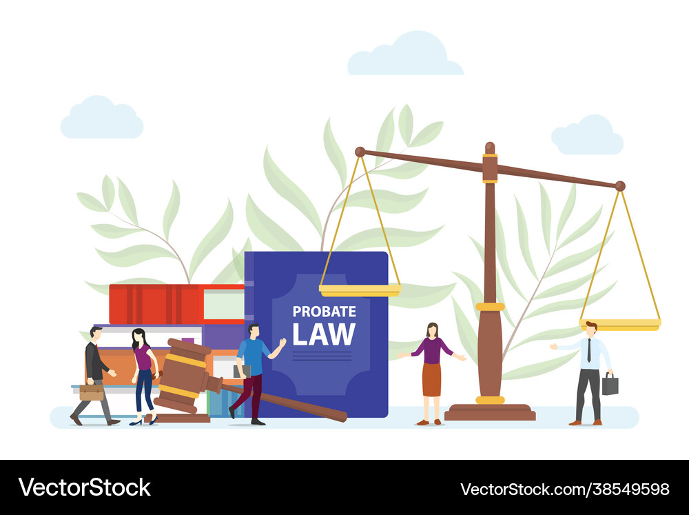 Probate law concept with people and gavel scale Vector Image
