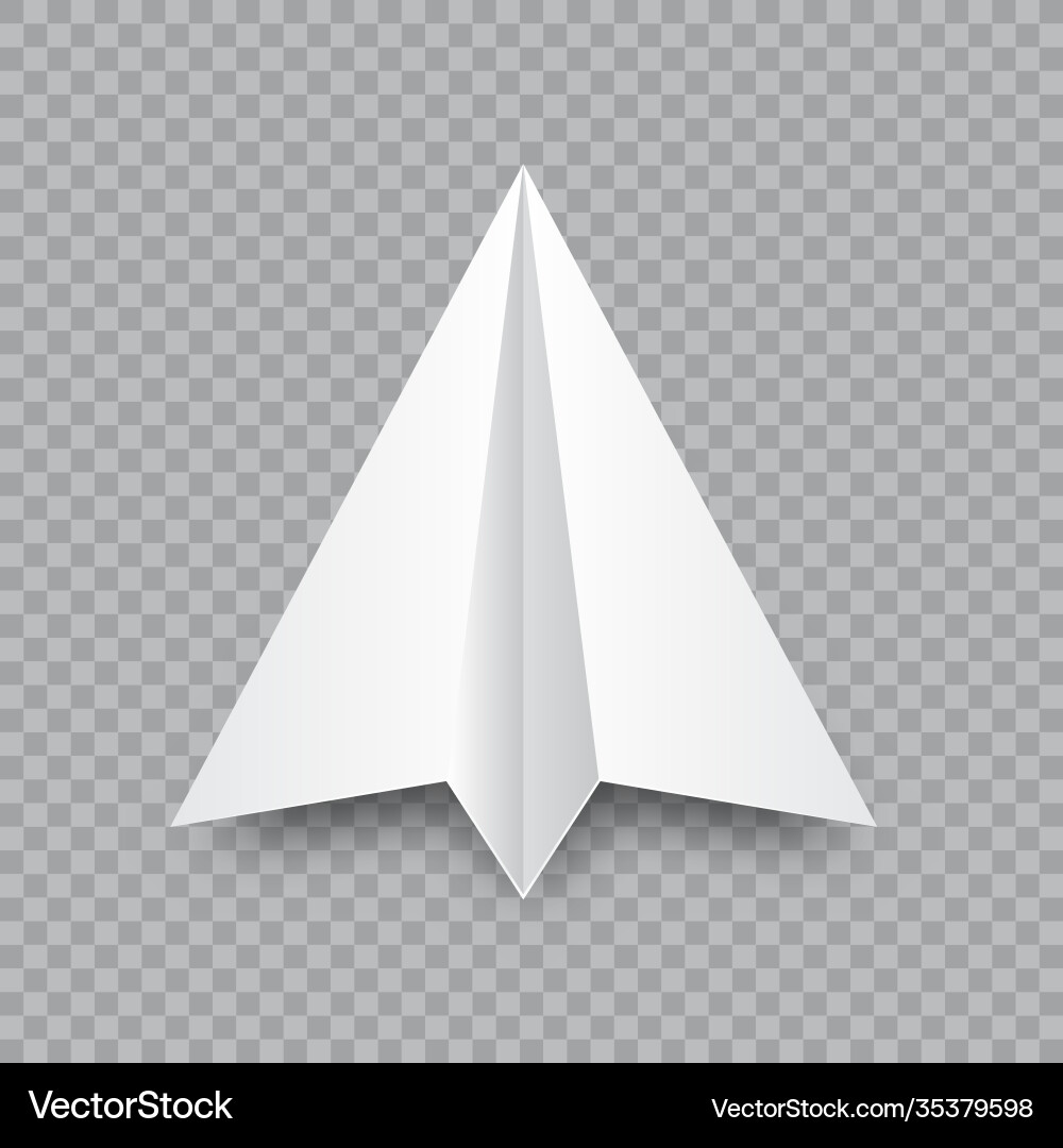 Realistic handmade paper plane on transparent Vector Image