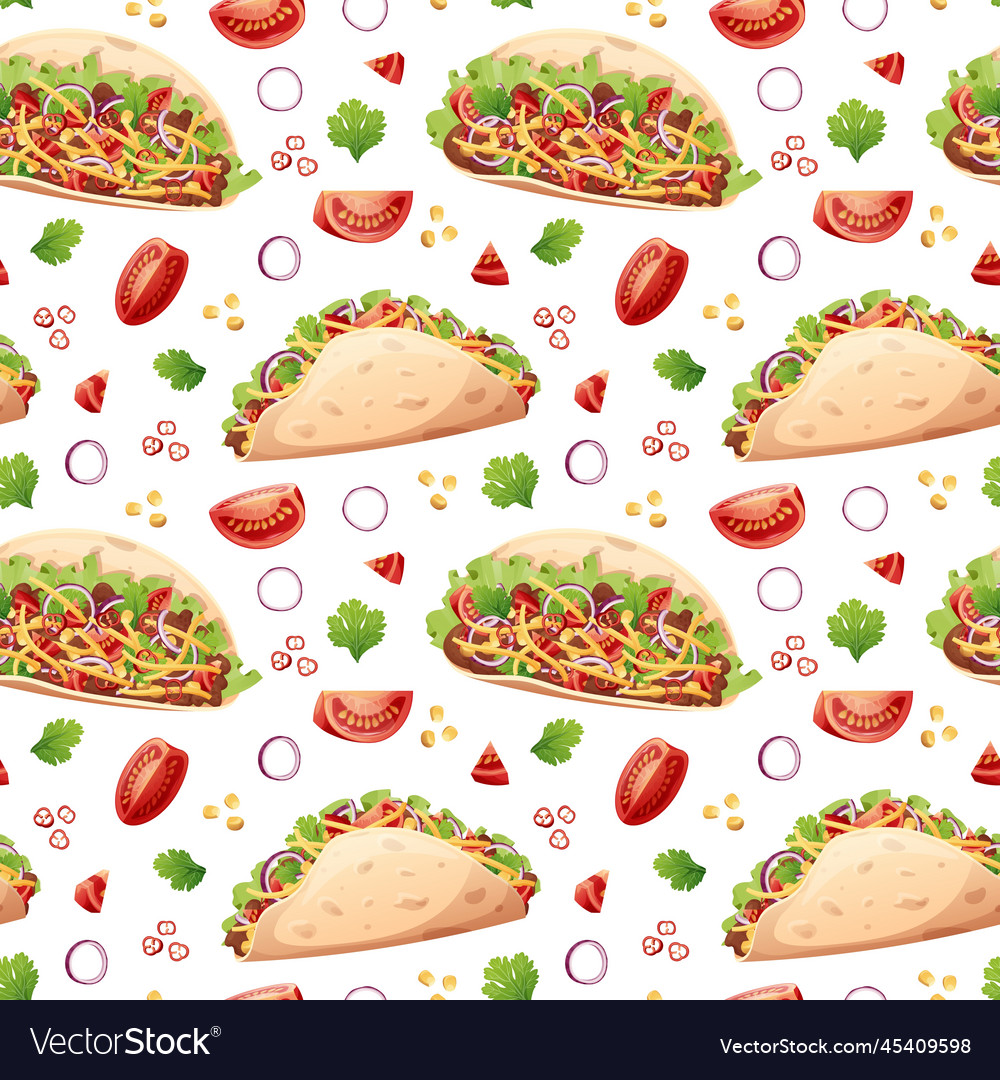 Seamless pattern with tacos texture Royalty Free Vector