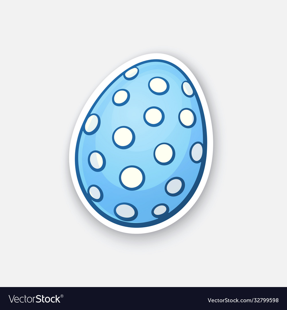 Sticker blue easter egg with dotted pattern Vector Image
