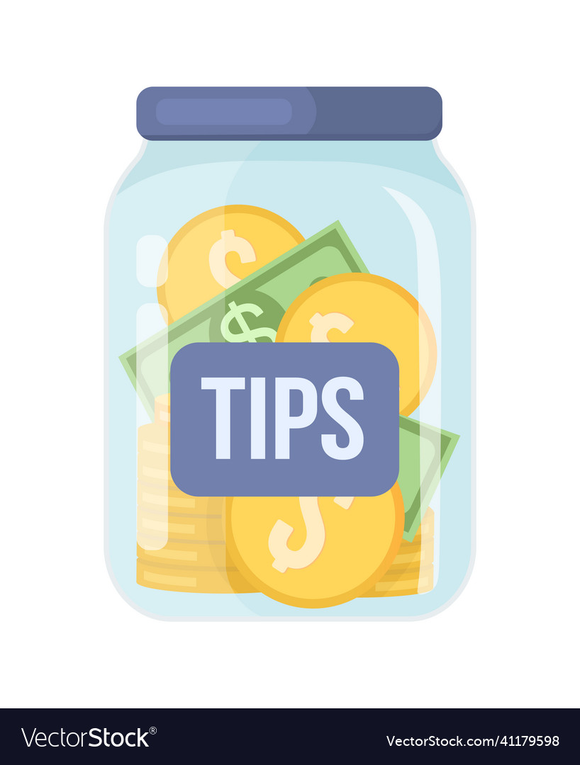 Tip Jar Semi Flat Color Object Royalty Free Vector Image