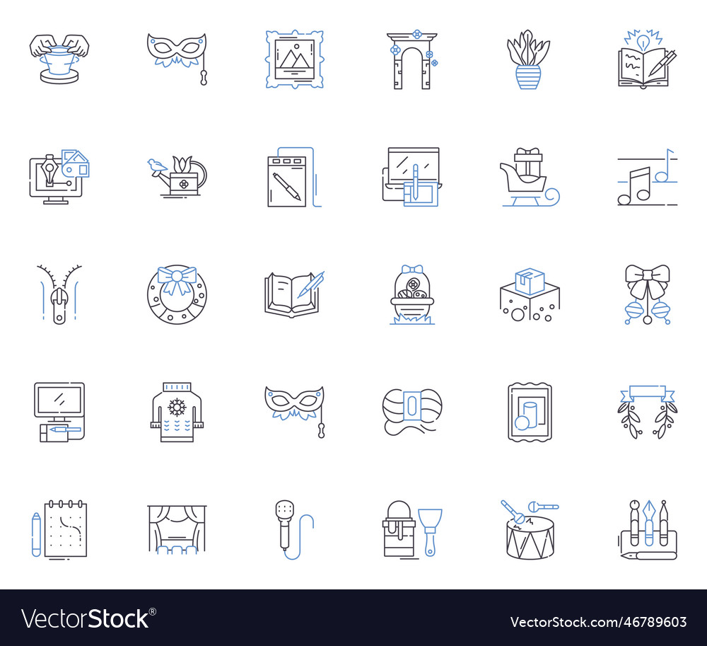 Art projects line icons collection painting Vector Image