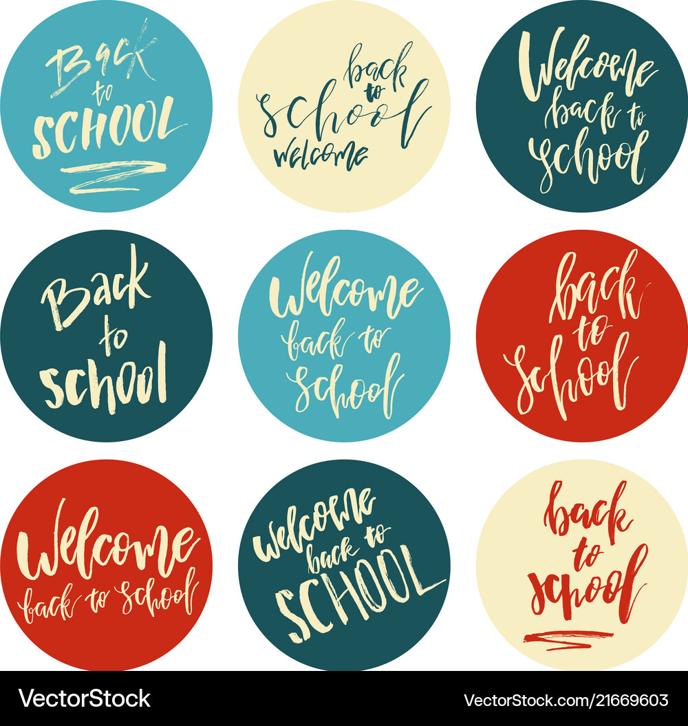 Back to school typography set - vintage style Vector Image