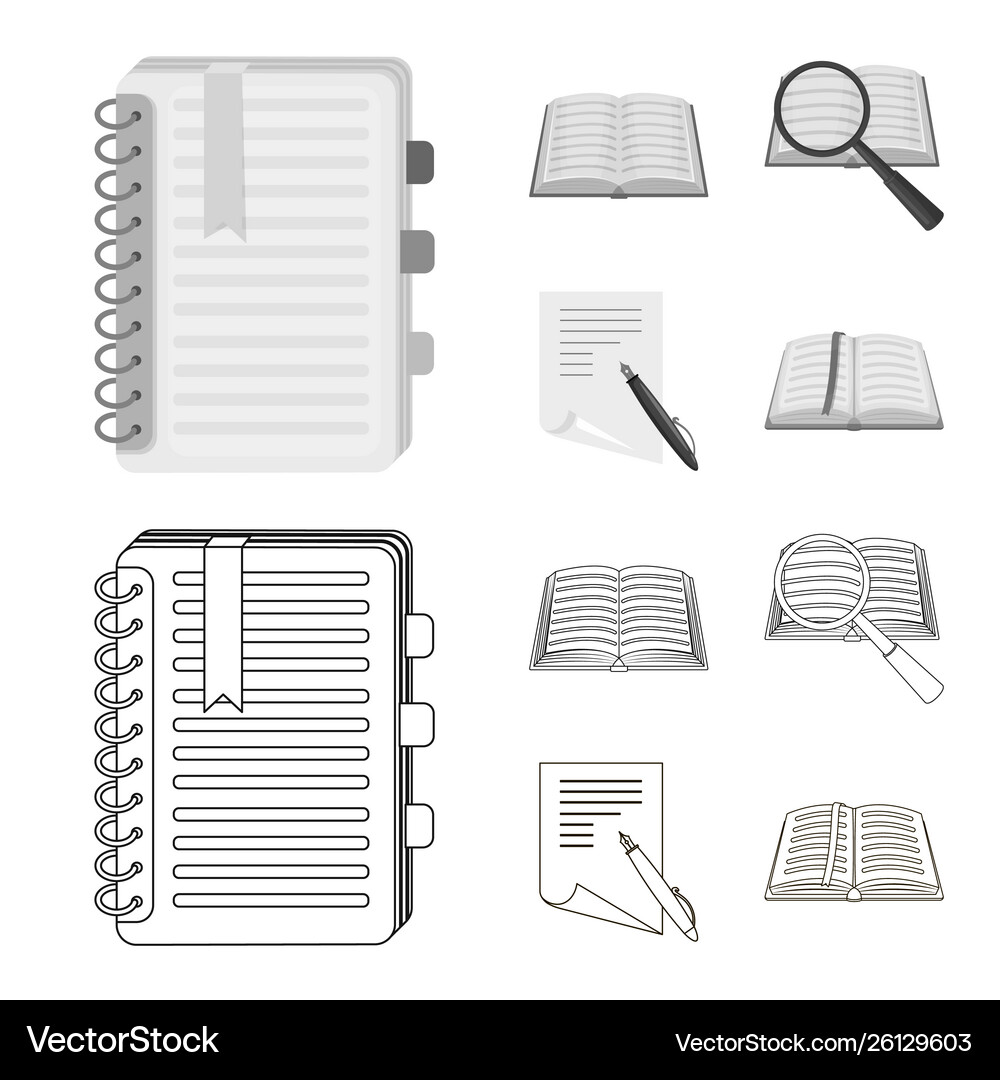 Book and open sign set Royalty Free Vector Image