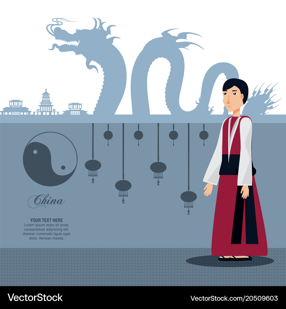 Chinese culture man character Royalty Free Vector Image