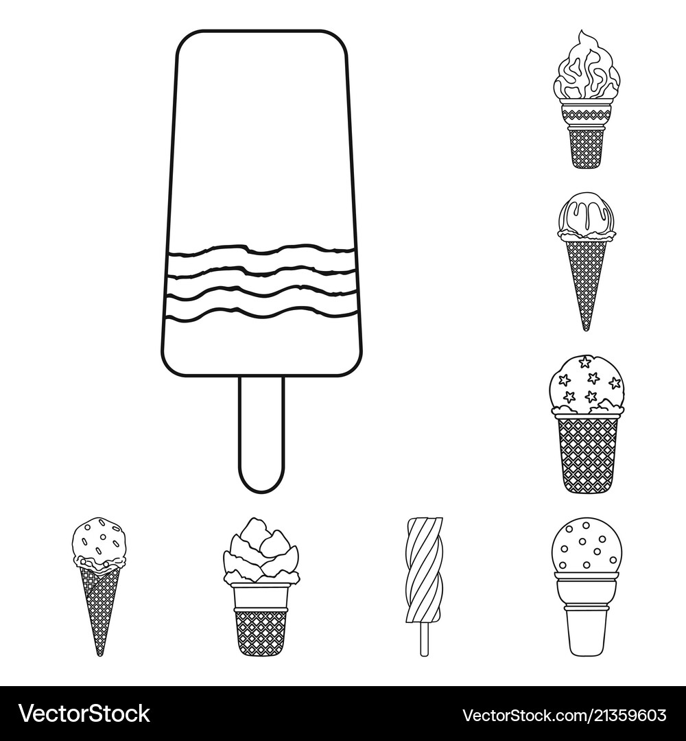Different ice cream outline icons in set Vector Image