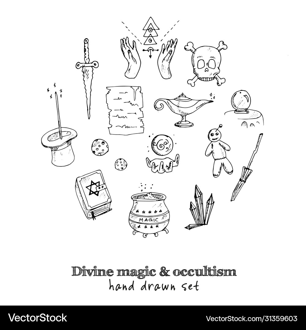 Divine magic and occultism isolated hand drawn Vector Image