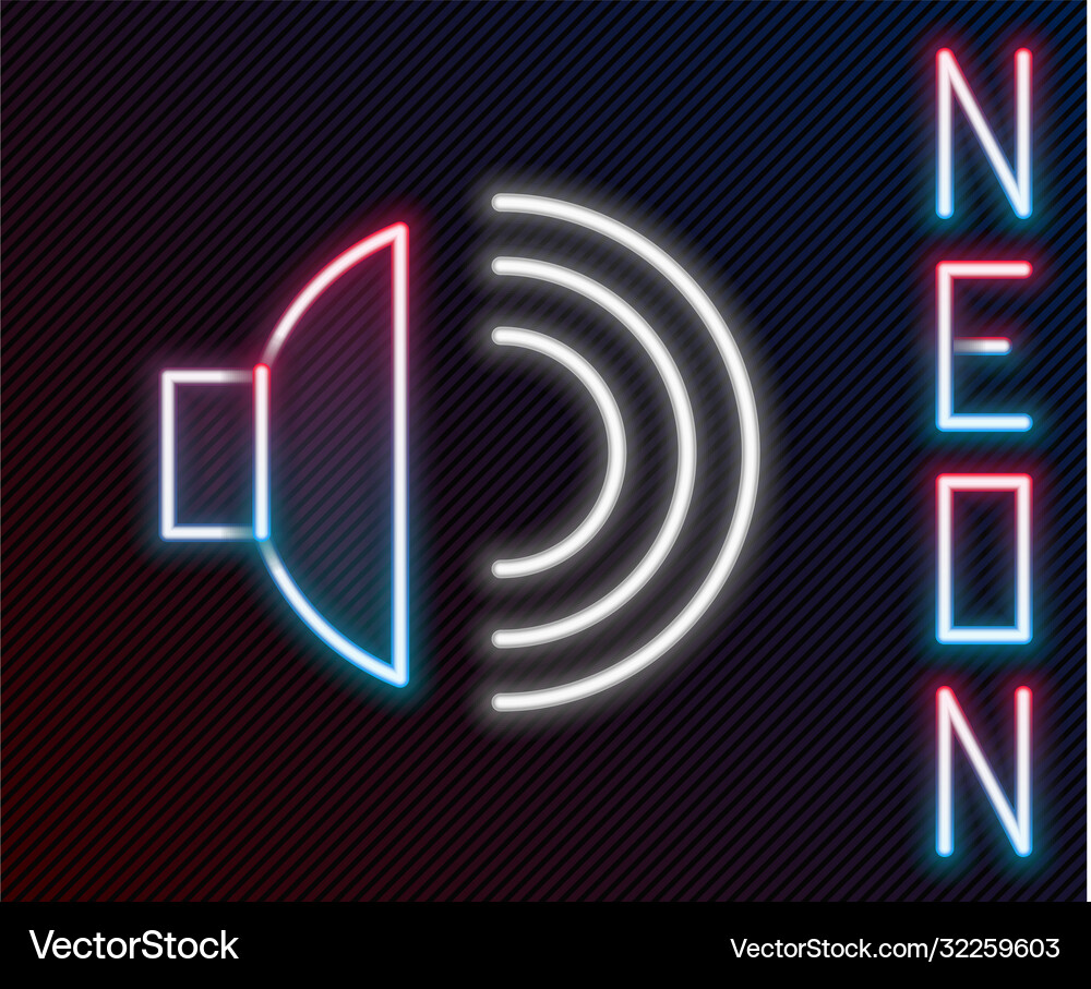 Glowing neon line speaker volume audio voice Vector Image