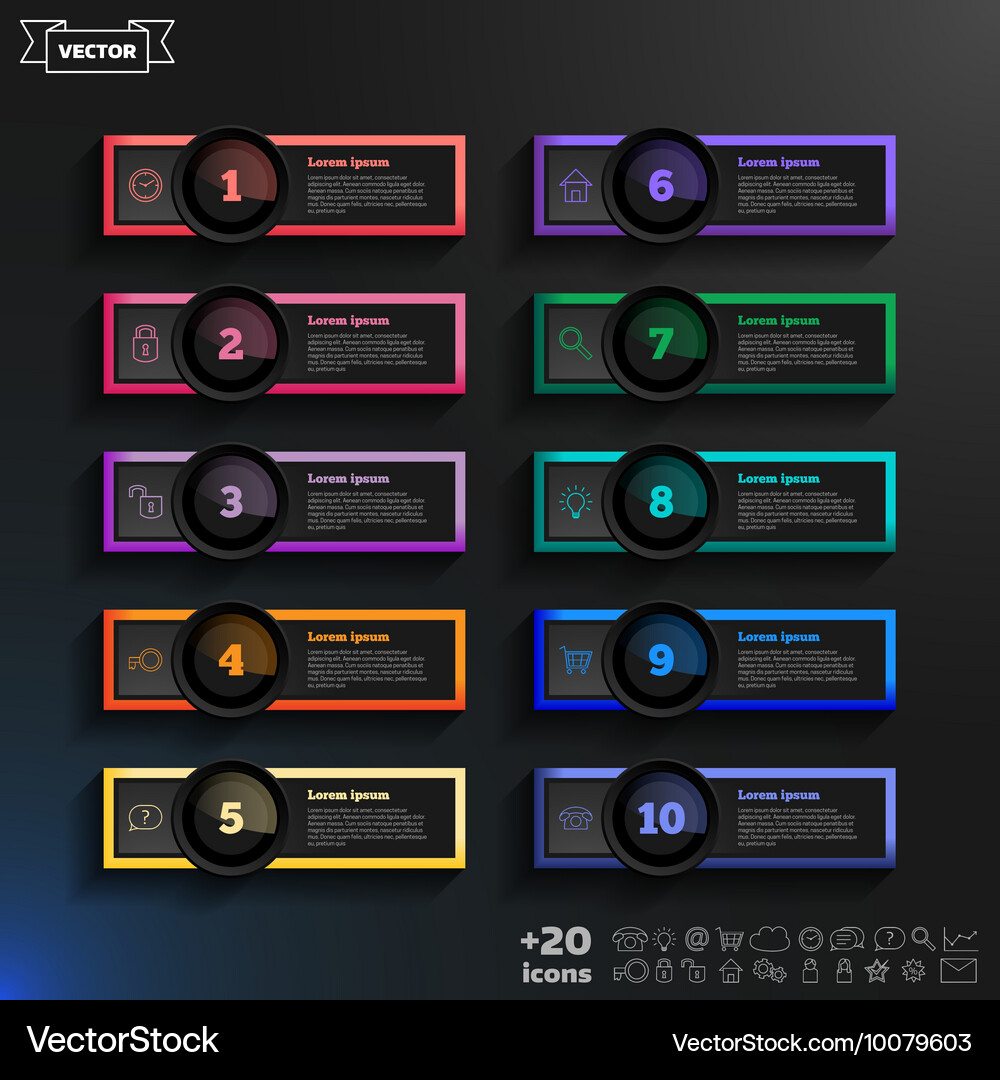 Infographic design list with colorful circles Vector Image