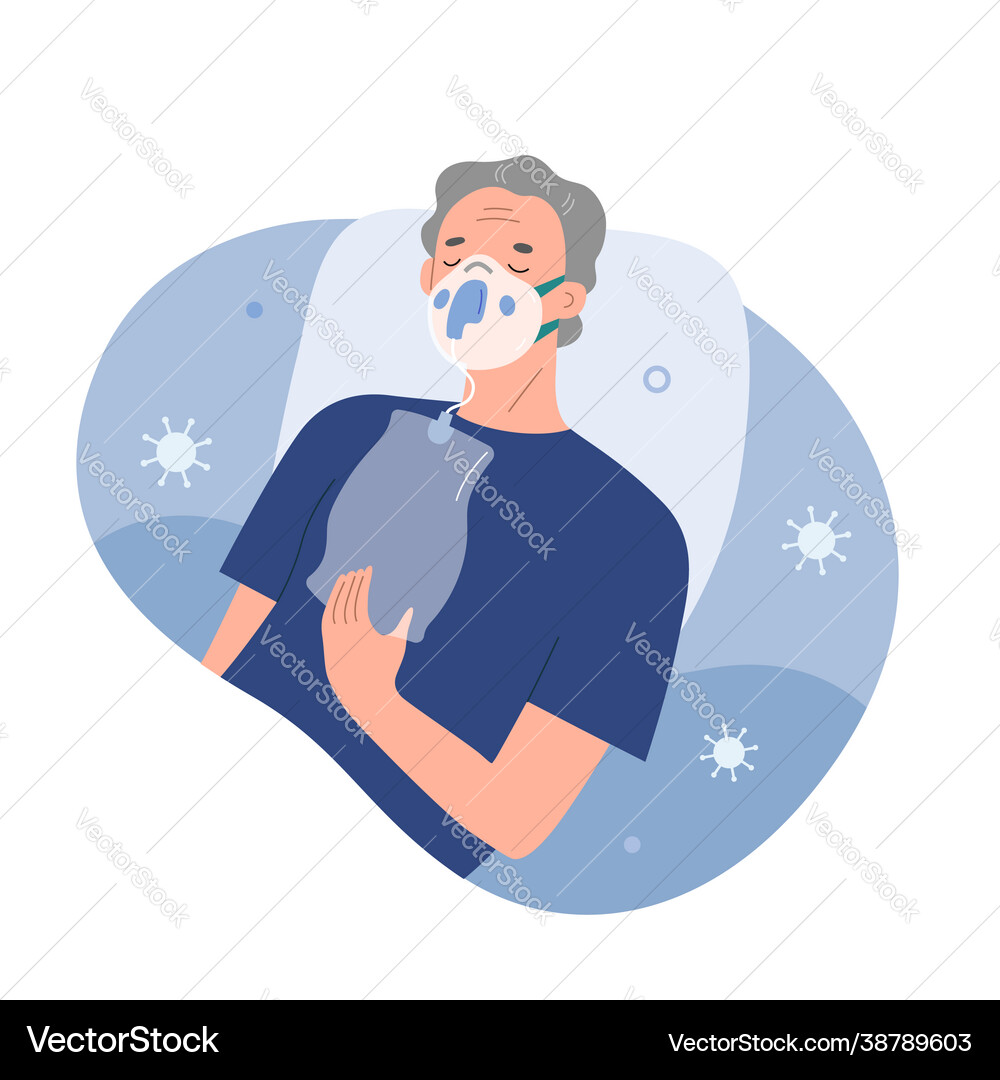 Patient getting oxygen theraphy against covid-19 Vector Image
