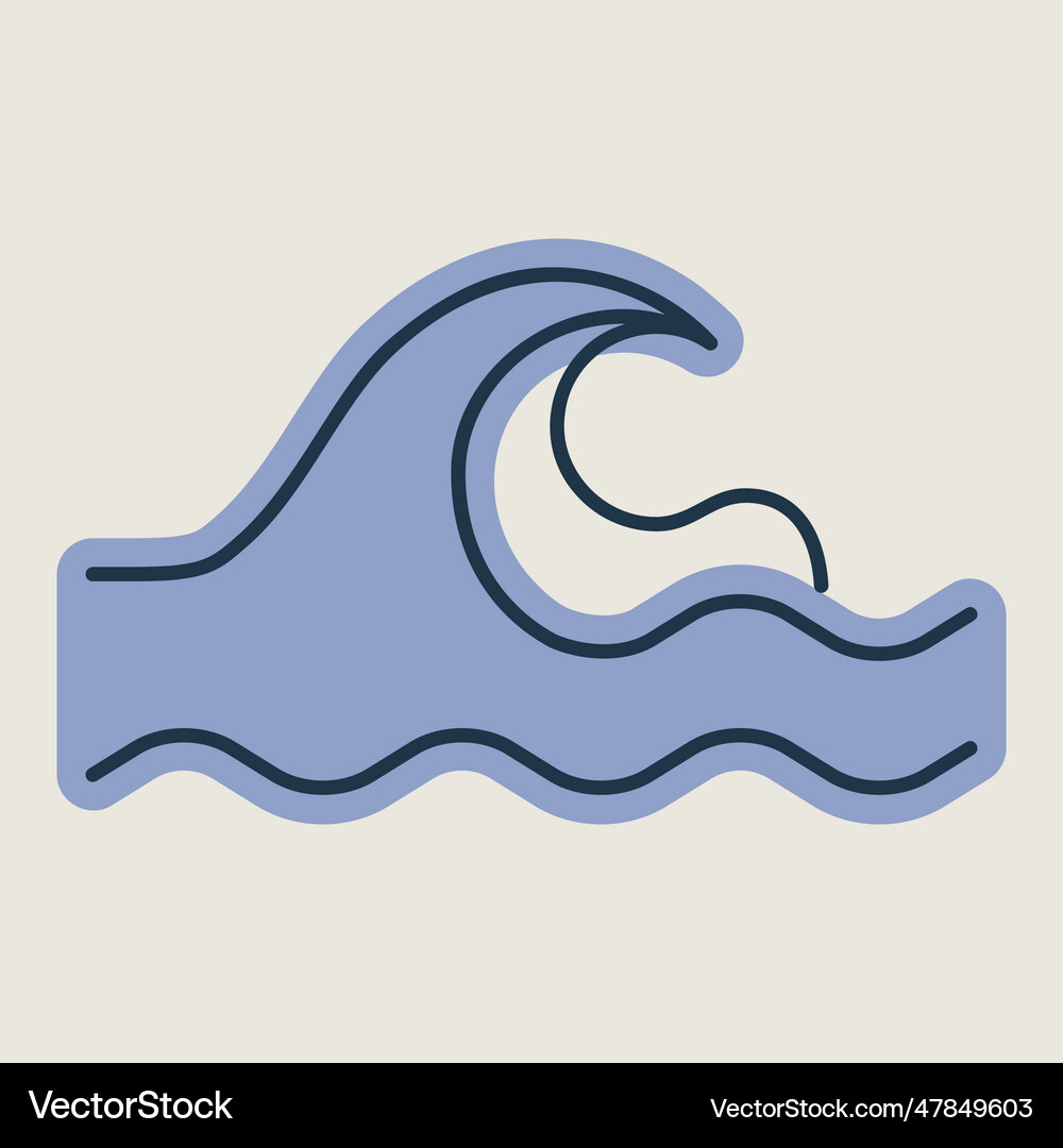 Sea waves isolated icon nature sign graph Vector Image
