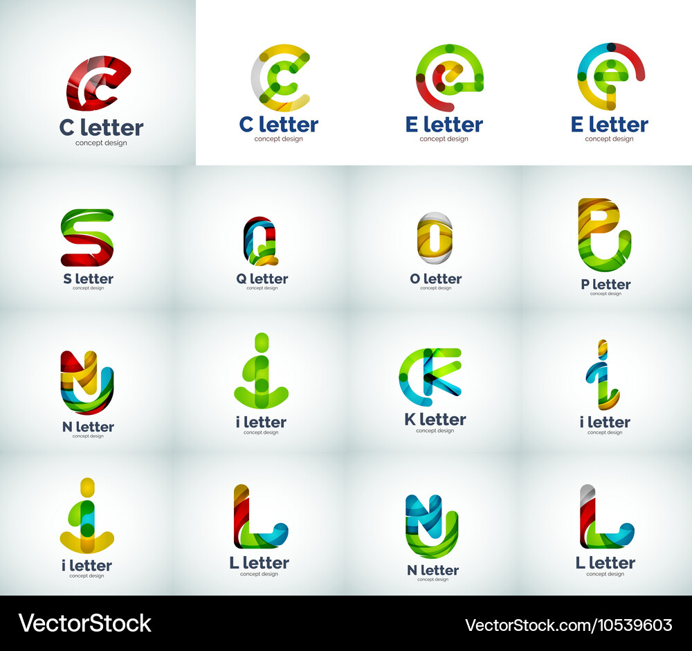 Set of abstract unusual web letter logo Royalty Free Vector