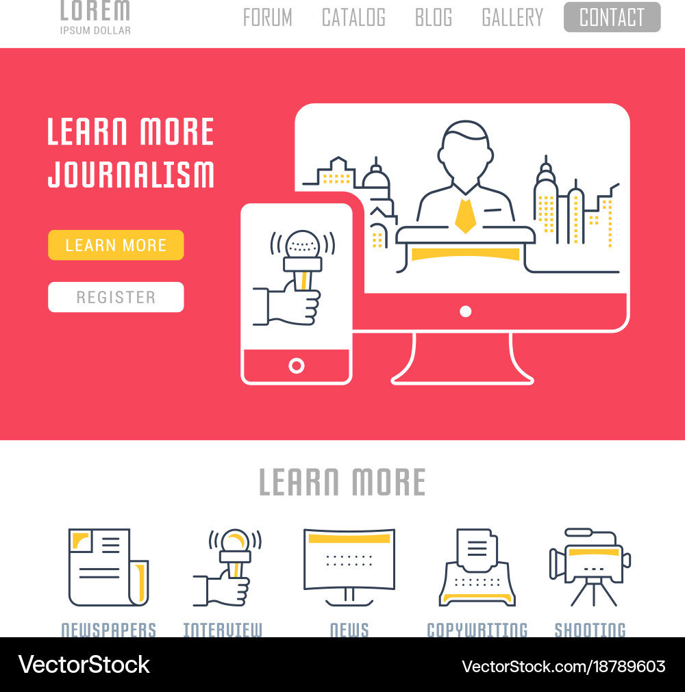 Website banner and landing page journalism Vector Image