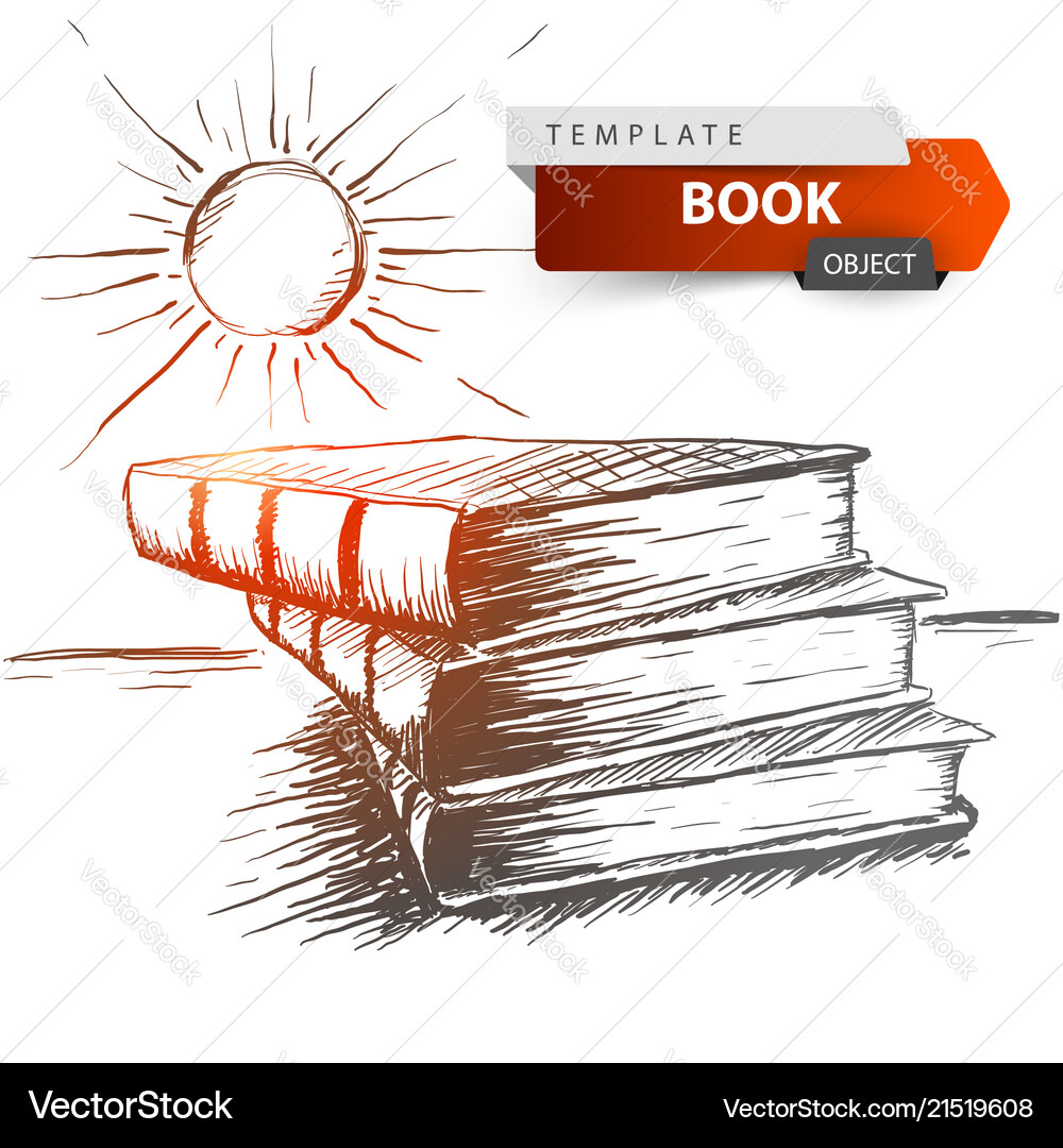 Book and sun - grey sketch education Royalty Free Vector
