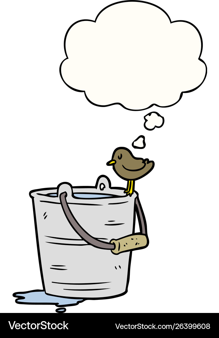Cartoon bucket water and thought bubble Royalty Free Vector