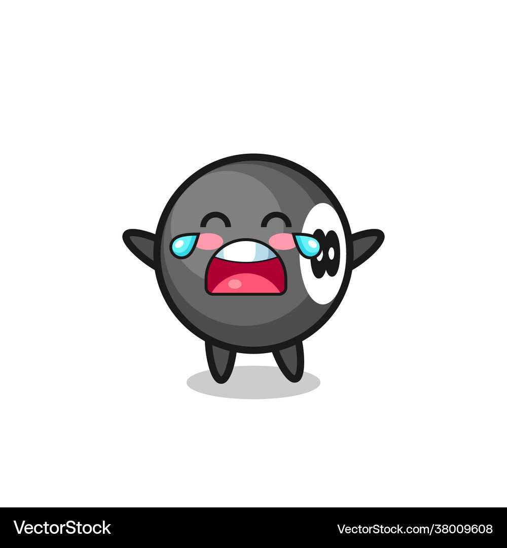 Crying 8 ball billiard cute baby Royalty Free Vector Image