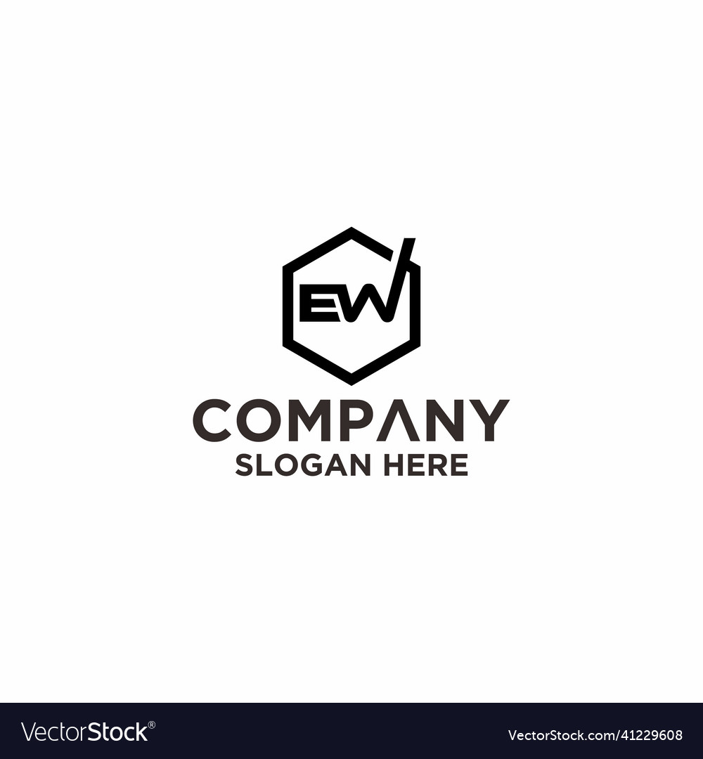 Ew initial monogram logo with hexagonal shape Vector Image