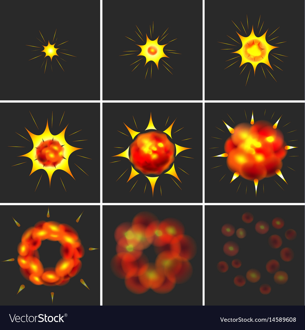 Explosion animation isolated Royalty Free Vector Image