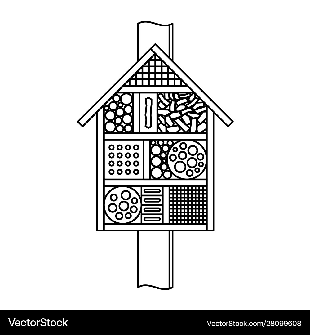 Insect house line style bugs and bees hotel Vector Image