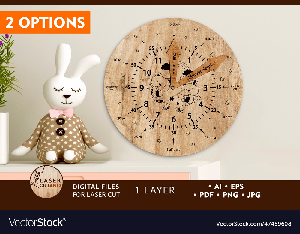 Kids clock learning children interactive clock Vector Image