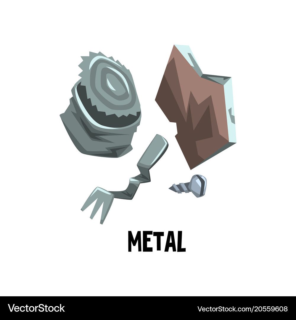 Metal waste old tin can bent fork screw trash Vector Image