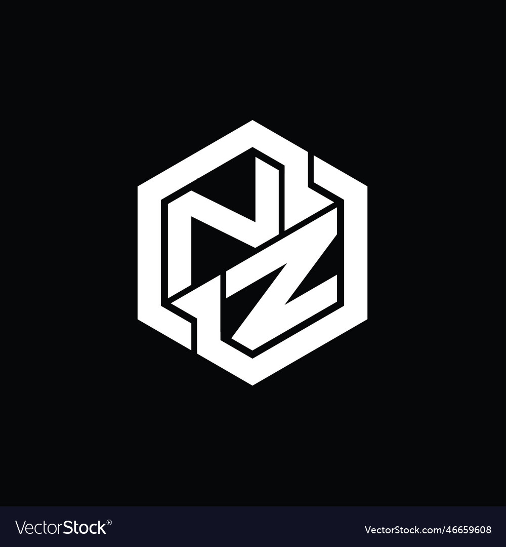 Nz logo monogram gaming hexagon geometric shape Vector Image Nz logo monogram gaming hexagon geometric shape Vector Image
