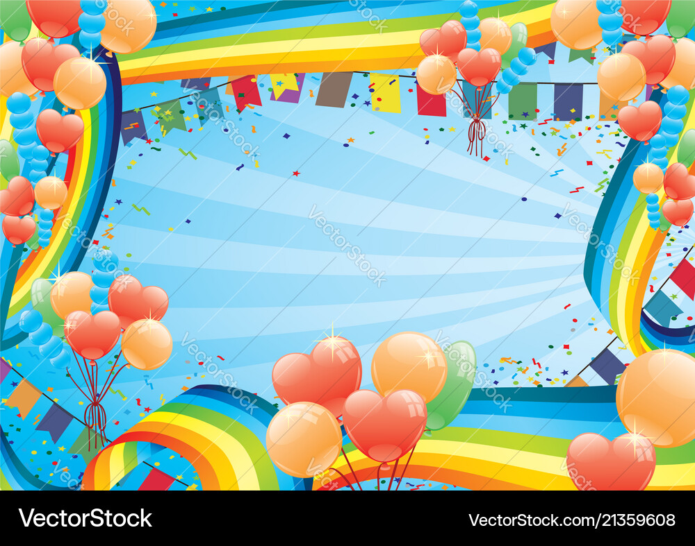Rainbow Balloons Celebration Banner Royalty Free Vector