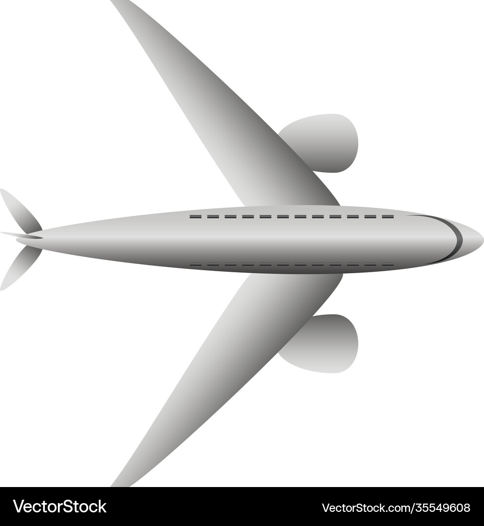Top view flying airplane transport icon on white Vector Image