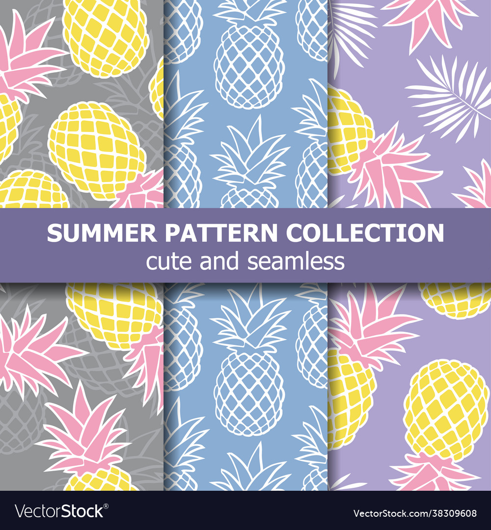 Tropical pattern collection with pineapples Vector Image
