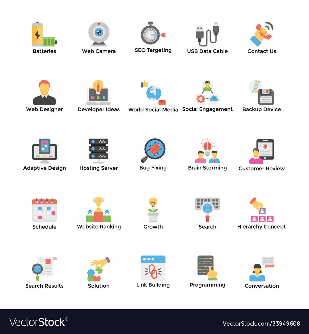 Web services icons pack Royalty Free Vector Image