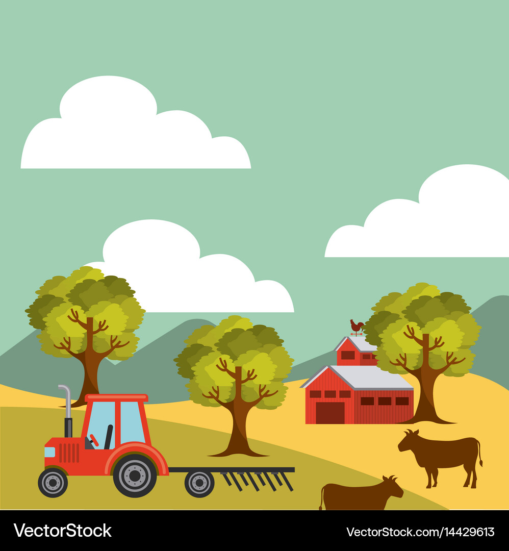 Agriculture production landscape icon Royalty Free Vector