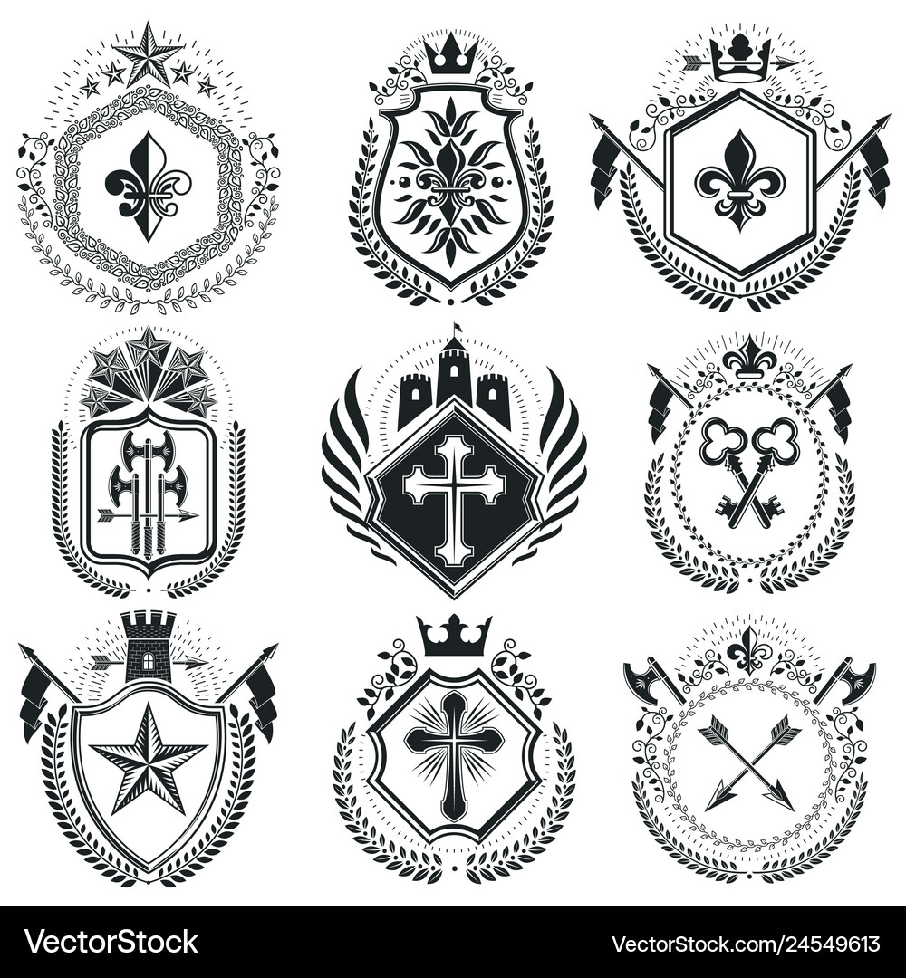 Classy emblems heraldic coat of arms vintage Vector Image