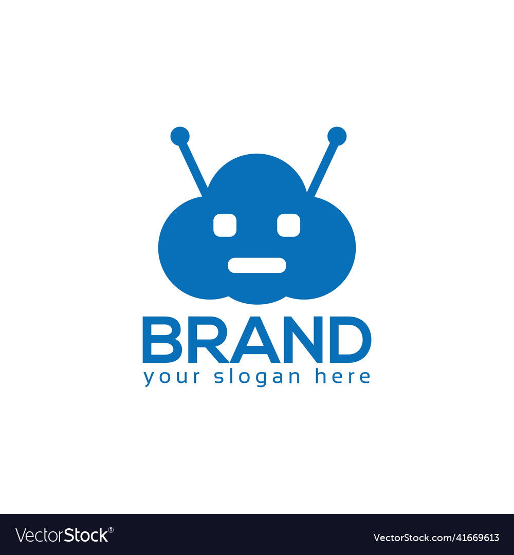 Cloud robot logo flat design Royalty Free Vector Image