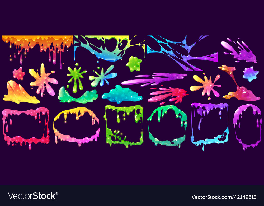 Colorful slime frames splashes spots or elements Vector Image
