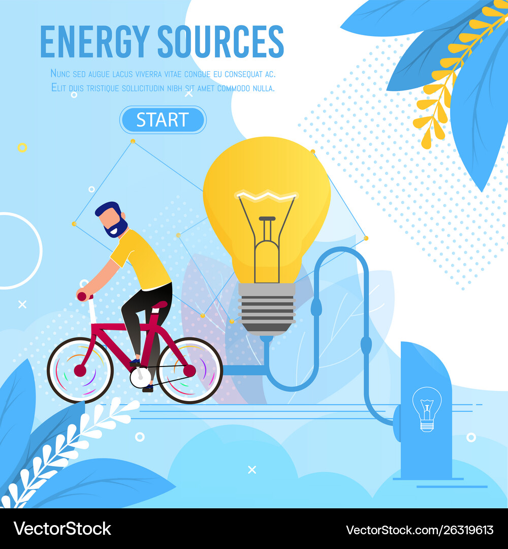 Energy sources motivation cartoon metaphor banner Vector Image