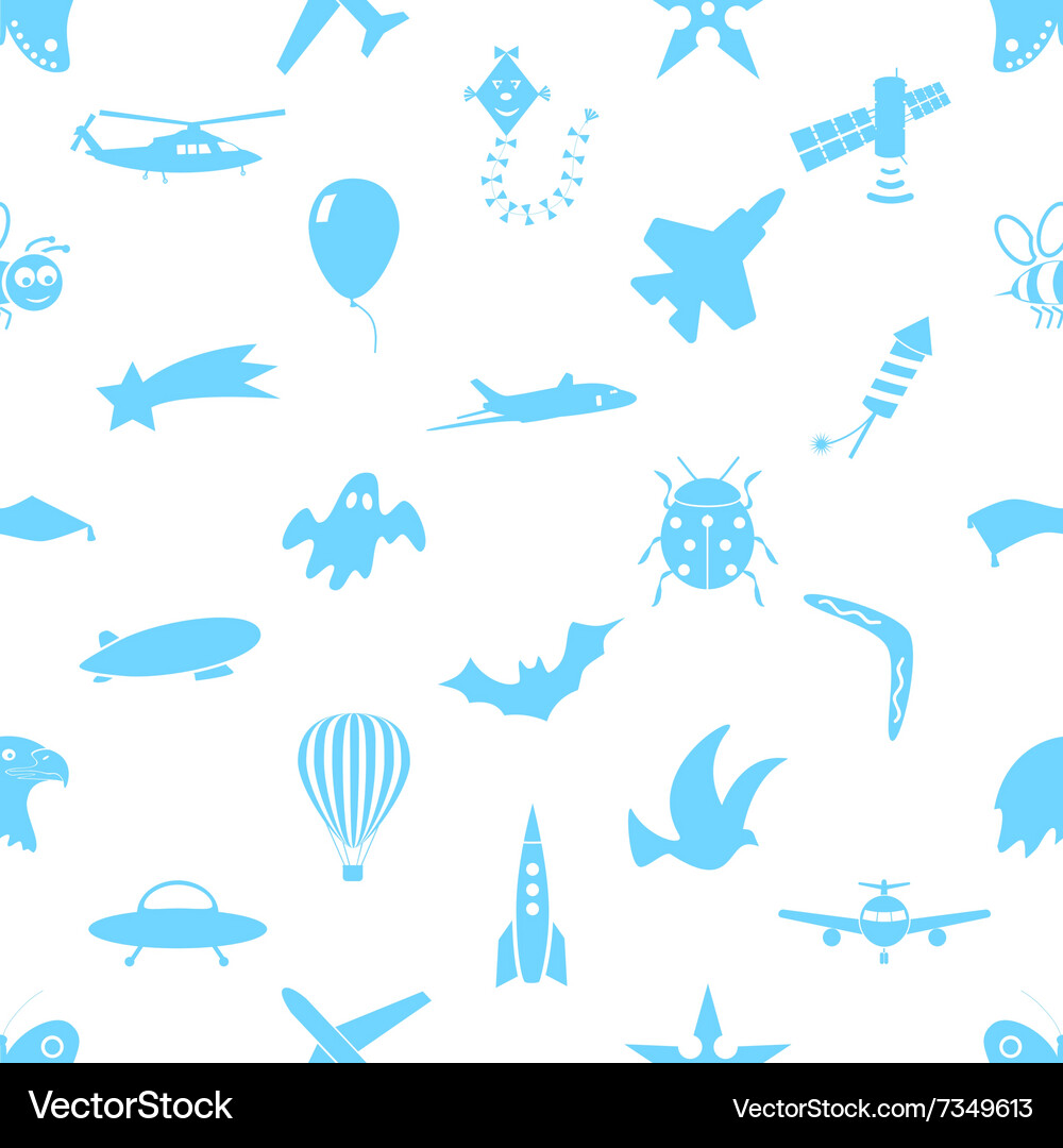 Flying theme symbols and icons seamless Royalty Free Vector