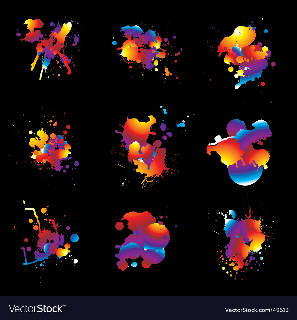 Rainbow splat designs Royalty Free Vector Image
