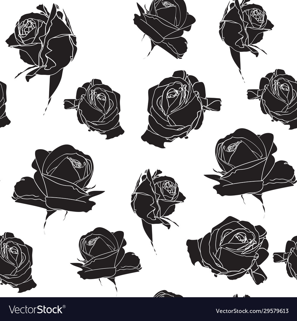 Roses flowers seamless pattern Royalty Free Vector Image