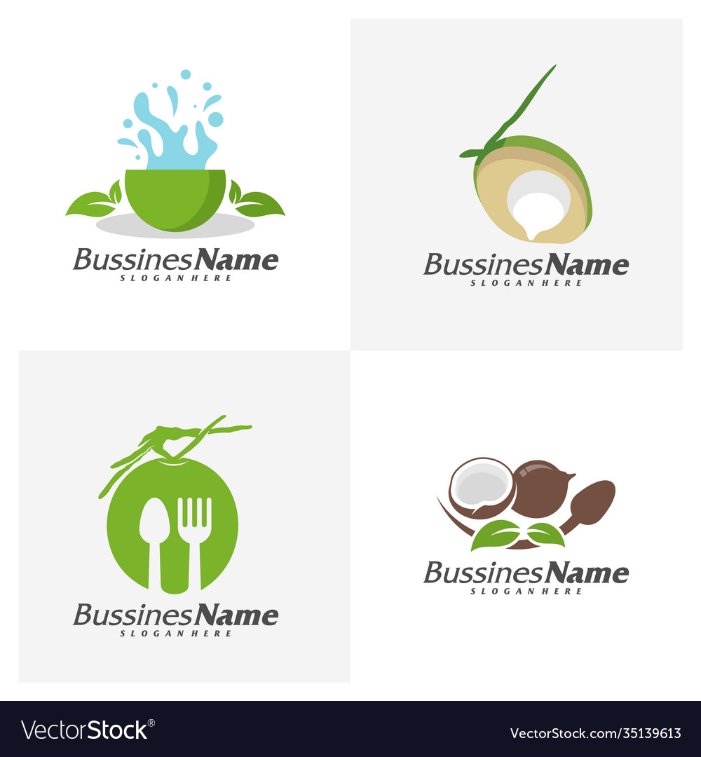 Set coconut logo template creative Royalty Free Vector Image