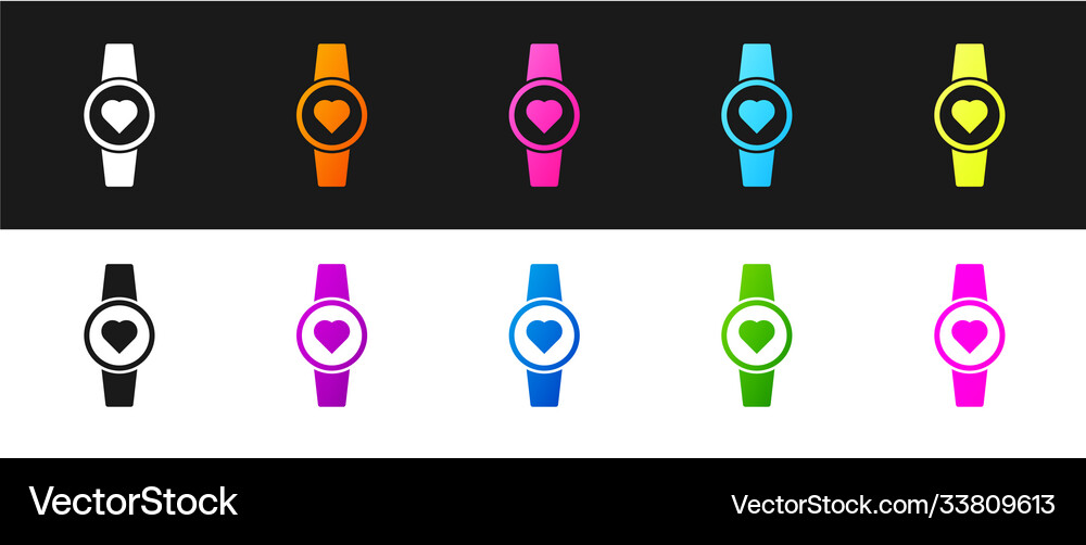 Set smartwatch icon isolated on black and white Vector Image