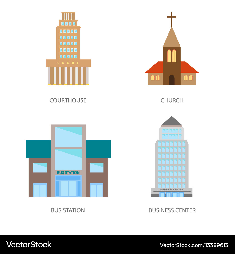 Set urban buildings in a flat style courthouse Vector Image