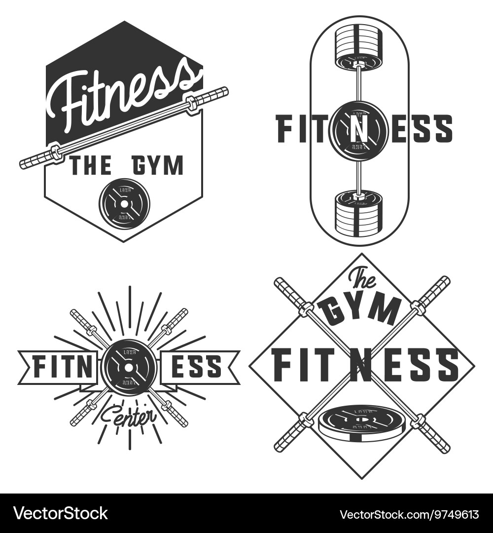 Vintage fitness gym emblems Royalty Free Vector Image