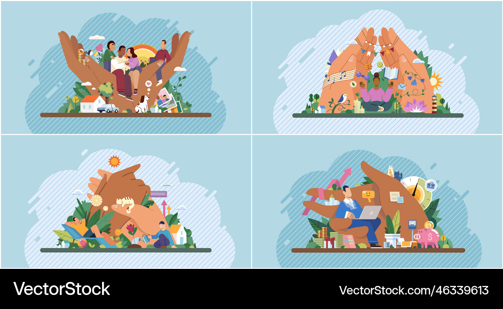 Well being working conditions and protection Vector Image