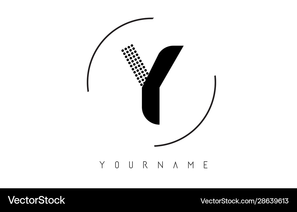 Y black dotted letter logo with a circular Vector Image