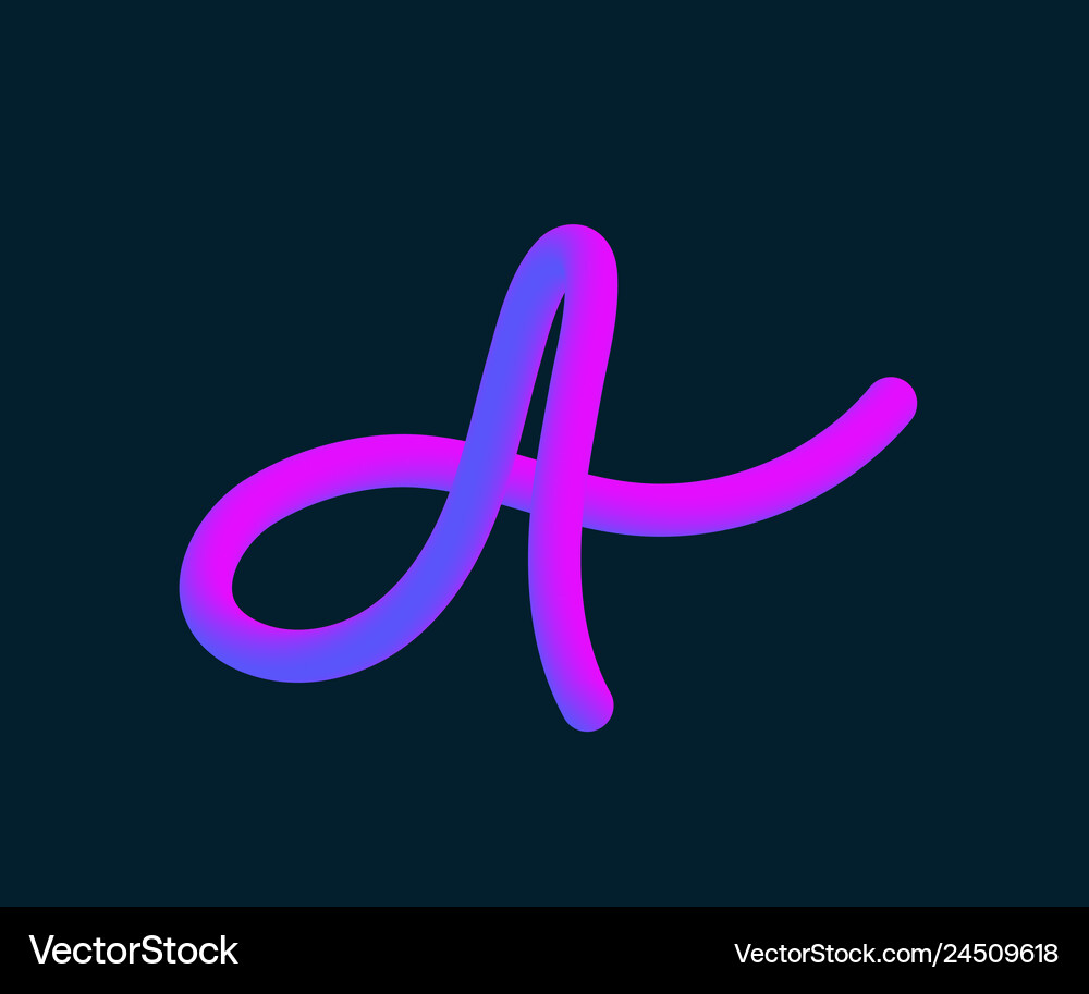3d tube letter a calligraphy Royalty Free Vector Image