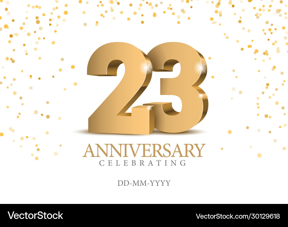Anniversary 23 gold 3d numbers Royalty Free Vector Image