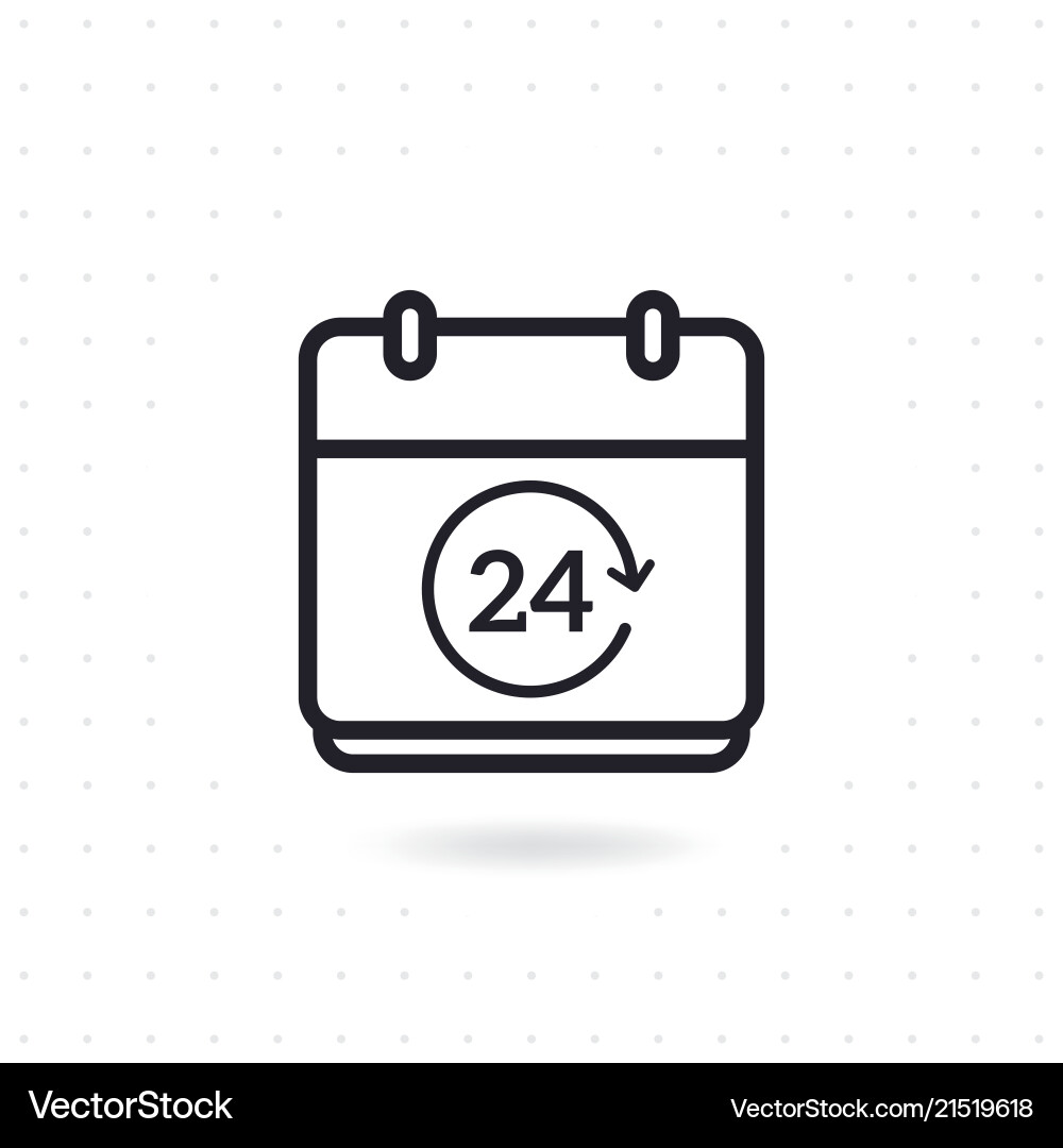Calendar icon with 24 hours symbol Royalty Free Vector Image