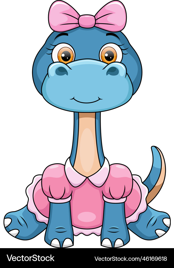 Cute female dinosaur on white background Vector Image